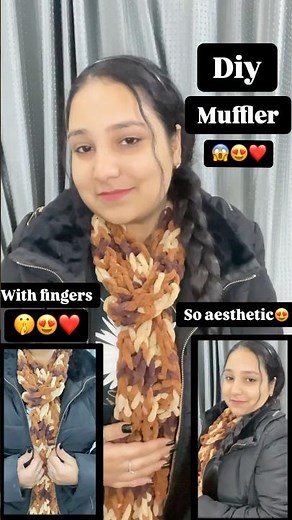I made a beautiful muffler 😱with fingers😍❤️- Diy muffler -handmade muffler using yarn-#craft #diy