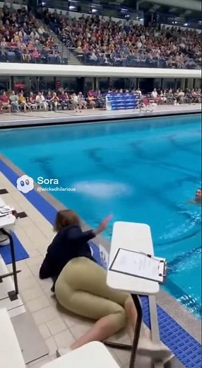 Dive Judge Holds Up Score… Nearly FALLS INTO The Pool 😂🌊