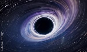 Black Hole Vortex: A mesmerizing cosmic dance as a black hole warps spacetime, swallowing light and matter, leaving a captivating swirl of stardust in its wake.