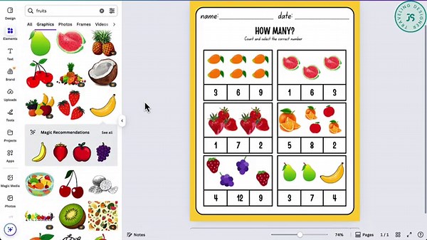 How to Make a Kids Counting Worksheet in Canva | Step-by-Step Math Worksheet Tutorial