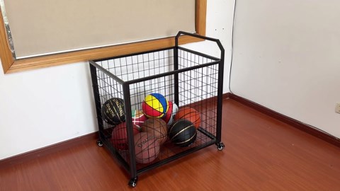 Sports Ball Storage Cart - Garage Equipment Basketball Rack Organizer with 4 Lockable Wheels & Flip-Top Lid, Rolling Exercise Ball Holder for Gym, School, Club, Playgroup, Indoor & Outdoor
