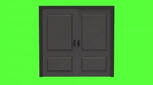 Black Double Door Opening and Closing Animation on Green Screen