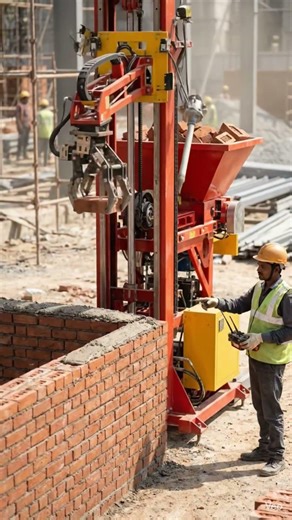 Mistri ka kamaal! Automatic diwal khadi karne wali machine 🏗️🤖 #viralvideo #desijugad #villagelife