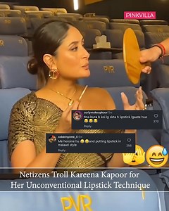 3.8M views · 5.5K reactions | When Bebo’s lipstick game sparks a meme fest!  From bold beauty moves to viral trolling, netizens can’t keep calm over Kareena’s unconventional technique! 﫣✨ #KareenaKapoor #pinkvilla #trending #viral #bollywood | PinkVilla | Facebook
