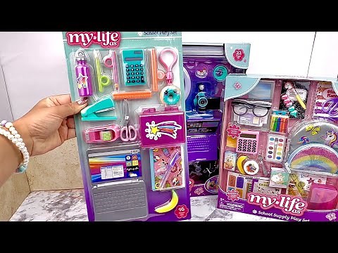 Unboxing & Review Barbie Doll Miniature Back to School supplies, Barbie ,Notebook, Pencil Laptop