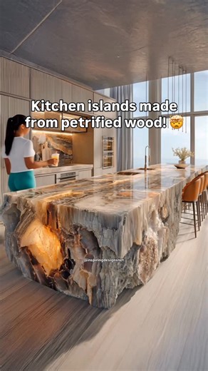 Inspiring Designs on Instagram: "Absolutely love these petrified wood kitchen islands! 😱👏"