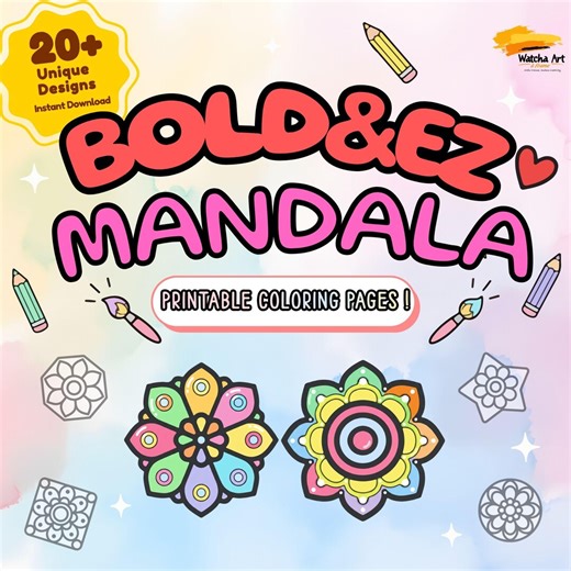 Bold and Easy Mandala Coloring Pages, Simple Mandalas for Adults and Kids, Large Print , Stress Relief Digital Download, Thick Lines PDF - Etsy