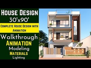 House Design Tutorial with Animation | 30'x90' House | SketchUp Course Tutorial