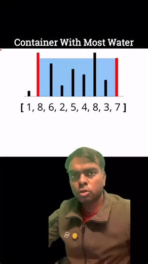 Rakesh Kumar on Instagram: "💧 Container With Most Water – LeetCode 11 (Two Pointer Technique) LeetCode 11 is a classic Two Pointer interview problem that looks brute-force at first but is solved optimally using smart pointer movement. 📌 Key idea: Use two pointers from both ends Area = min(height[left], height[right]) × distance Move the pointer with smaller height Greedy logic reduces time complexity ⏱️ Time Complexity: O(n) 💾 Space Complexity: O(1) If you understand why the smaller height po