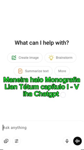 Halo Monografia Lian Tétum Iha ChatGPT