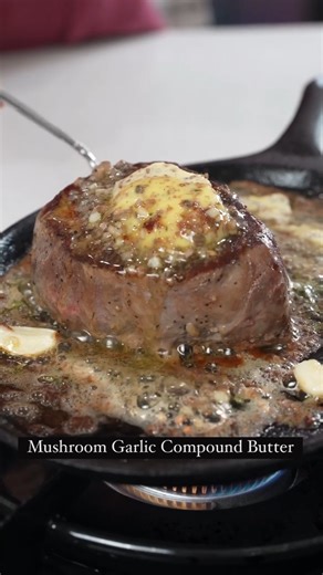 4.5K views · 24 reactions | This simple mushroom garlic compound butter adds richness, depth, and a burst of complementary flavors to your favorite steak cut. Get this and more compound butter recipes on our blog https://www.omahasteaks.com/blog/recipes/compound-steak-butter-recipes/  Couple in the Kitchen | Omaha Steaks | Facebook