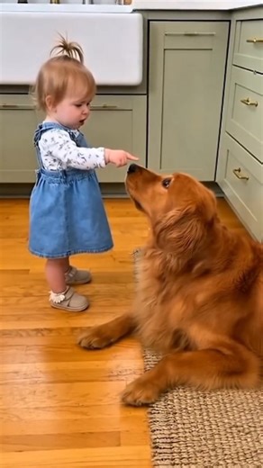 LittleBuddiesBigLove on Instagram: "Little baby Boss Was NOT Expecting Her Dog to Bark Back 🤣😅😂 #shorts #funny #toddler #boss #cute"
