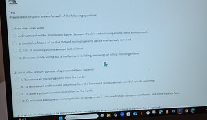 How does soap work?   A. Creates a sheetlike microscopic barri... | Filo