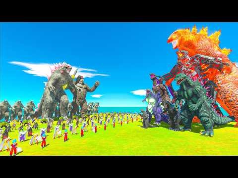 Kong x Evolved Godzilla revolt battle with Godzilla 2014 x Superheroes army vs TEAM THERMO GODZILLA