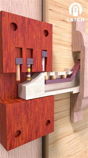 Wood Locking Mechanism / 3D model of Cross-section door lock with key - Clip 29