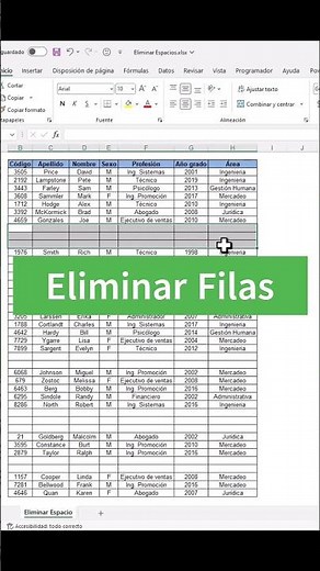 Eliminar filas en Excel #excelfunctions #excel #exceltips #tutorial #exceltricks #microsoft #office