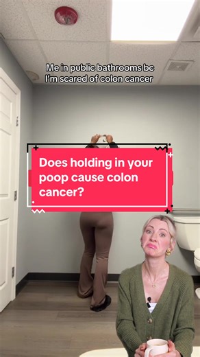 Does holding in your poop cause colon cancer??! 💩 Short answer: no. But there are other reasons that we should be worried about constipation, so let’s talk. #coloncancer #poop #publicbathroom