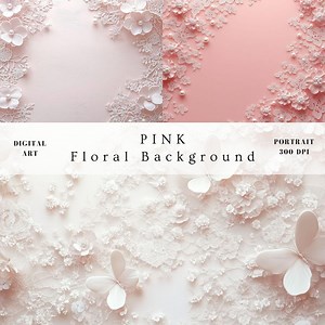 Pink Digital Paper, Shabby Chic Flower Lace Pearl Printable Background, Birthday, Wedding Bridal Baby Shower Invitation Card Floral Backdrop - Etsy