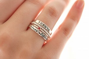 Class Ring Set, Sterling Silver Modern Class Rings, Personalized Graduation Gift for Her, High School Class of 2024, 2025, 2026, 2027 - Etsy