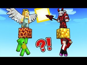 JJ and Mikey : DEMON vs ANGEL One Block Survival Battle in Minecraft Maizen!