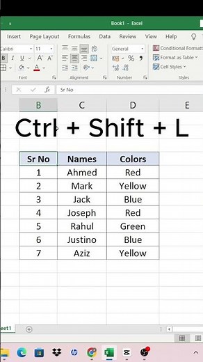 Excel Filter Shortcut | CTRL + SHIFT + L in 1 Second #Shorts
