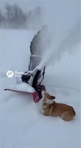 Dog Tries to Bite the Snow Blower Stream… and It’s Hilarious 😂❄️🐶
