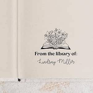 Book Stamp - Custom Stamps and Embossers for Books, Libraries, and Teachers I Create Personalized Name and Design I Includes Color Ink Options (Self Inking and Embosser Options) - Floral Designs