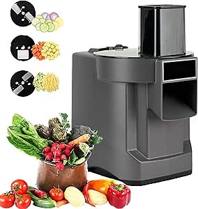 Automatic Vegetable Slicer, Commercial Food Processor with 3 Removable Blades - Slicing, Dicing, And Shredding, One-Button Start & Non-slip Suction Cups, For Hard Vegetables/Fruits