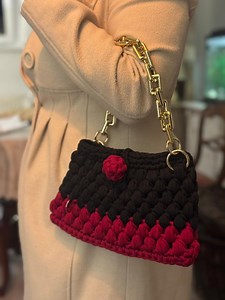 Handbag/clutch Made of Premium Knit Fabric, Cotton Lining, Gold Chain, Crochet Closure, Handmade, Elegant - Etsy Canada