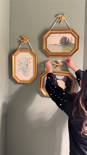 Style my powder room with me! ✨ We recently remodeled the powder room- went from white paint to color drenching this space 😆and I’m obsessed! This color is everything!!! Also I always wanted to have this cute vintage mini gallery wall in the bathroom , because why not? 🙃 #bathroommakeover #beforeandafter #easydiy ##amazonhome #founditonamazon