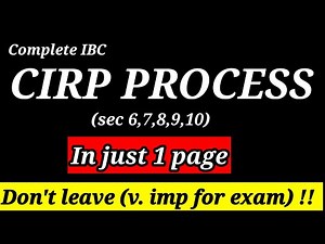 Complete CIRP Process || Section 6,7,8,9,10 of IBC || Paper 4 || Paper 6D || CA CS CMA || Must Watch