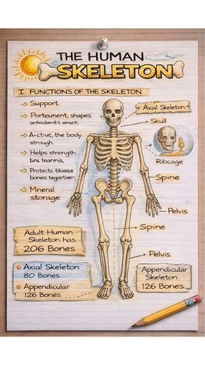 Human Skeleton Explained 🦴 | 206 Bones | Handwritten Biology Not #humanskeleton