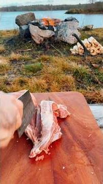 Lamb Cooking Over Open Fire | Outdoor Cooking in the Wild 🔥🐑