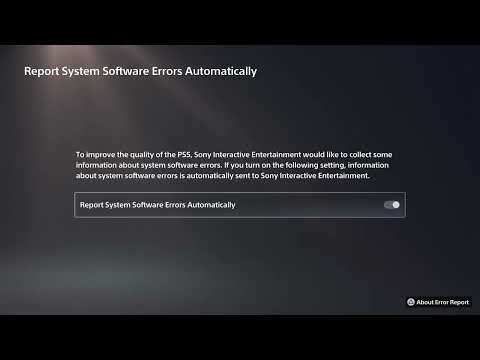 PS5 How to TURN on/off Report System Software error Automatically