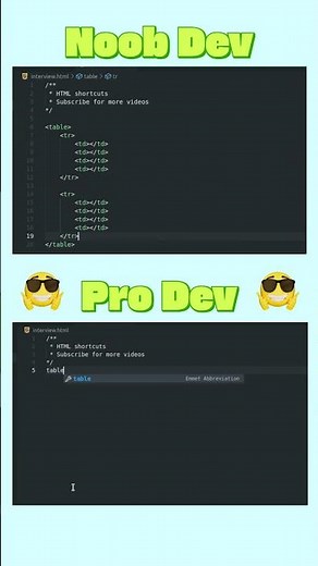 Pro vs Noob HTML Coding ⚡ Emmet Shortcut #4 #shorts #webdevelopment #html #coding #viral