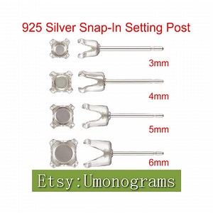 925 Sterling Silver Snap-in Setting Post Earring 3/4/5/6mm, Snap Tite Setting Earrings, 4 Claws, 4 Prong Ear Post, Made in Usa,wholesale - Etsy