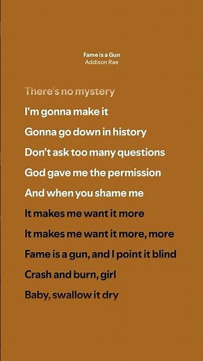 Fame is a Gun - Addison Rae (Lyrics)