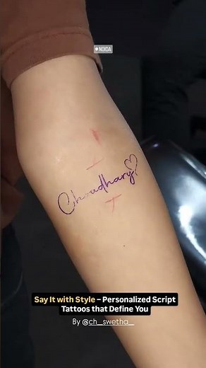 Chaudhary Name Script Tattoo | Elegant Custom Script Design