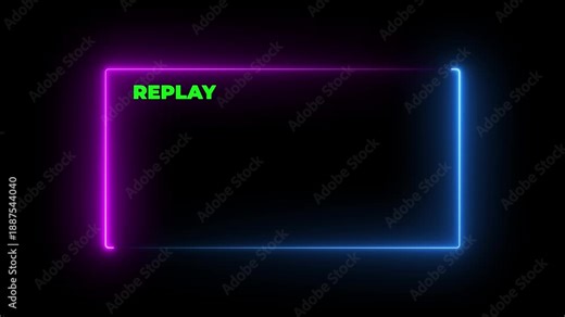 Video Camera Replay Screen Animation on black Background in HD, Cinematic Replay Overlay for Video Editing and Film Effects