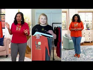 Quacker Factory Hello Fall 3/4-Sleeve Appliqued Top on QVC