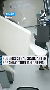 $150,000 robbery caught on camera!⁠ ⁠ Atlanta police on Tuesday continued to search for two robbers captured on video dropping into a check cashing store from the ceiling and grabbing stacks of cash from a safe.⁠ ⁠ Police believe the pair, working with the help of a suspected lookout, cut into the roof of the one-story store with power tools before the drop-in captured on security video took place, according to an incident report.⁠ ⁠ #atlanta #robbery #surveillance | NBC 6