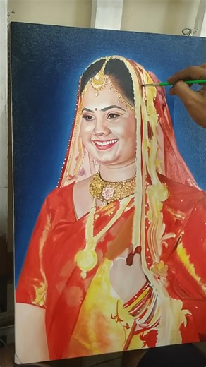 Realistic Oil Painting of a Beautiful Indian Bride | Speed Art 🖼️ #OilPainting #IndianWedding