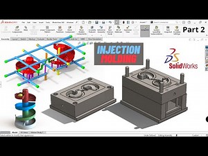 Mold Design in SOLIDWORKS - Runner Gate, Eject and Cooling System 2/4