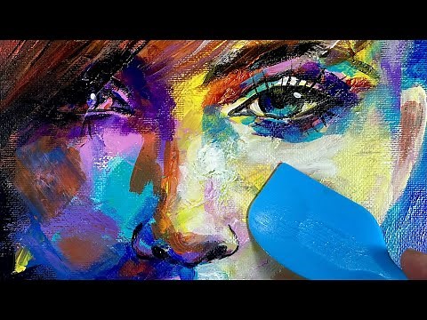 How to paint Pop Art Portrait / Abstract with a spatula / ACRYLIC PORTRAIT PAINTING