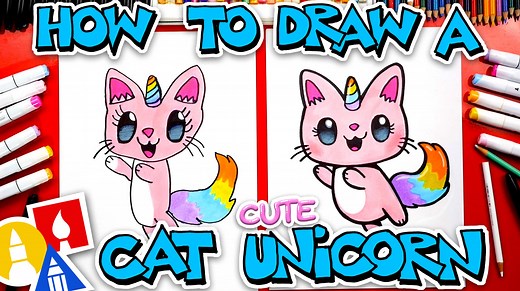 How To Draw A Cute Cat Unicorn - Art For Kids Hub — Free Drawing Lessons for Kids -