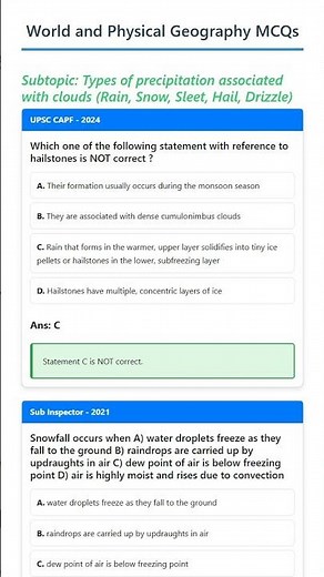 Types of precipitation associated with clouds Rain, Snow, Sleet, Hail, Drizzle