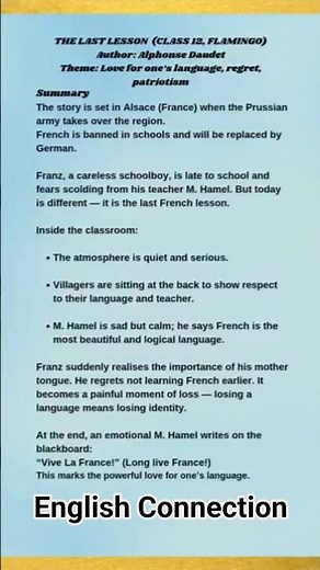 The Last Lesson by Alphonse Daudet | Class 12 CBSE Summary | Flamingo | Easy Explanation #shortsfeed