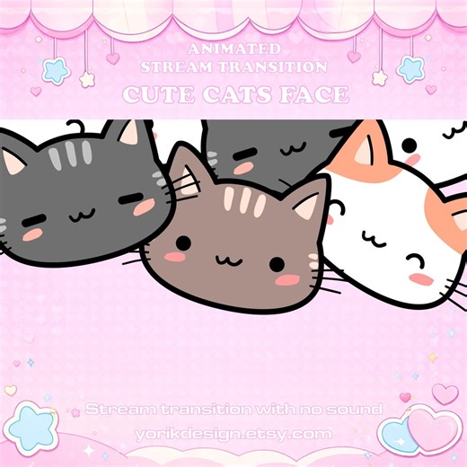 Cute Cats Face Transition | OBS Stinger | Animated Stream Transition | Twitch Streamlabs Scenes Stinger | Twitch Transition - Etsy