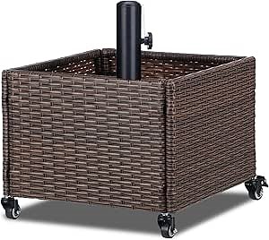 SUNNYPARK Umbrella Stand Outdoor Base with 4 Wheels Heavy Duty Patio Umbrella Planter for Garden Backyard Deck Poolside