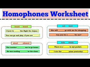 Homophones in English Grammar | Homophones worksheet with answers | English Grammar